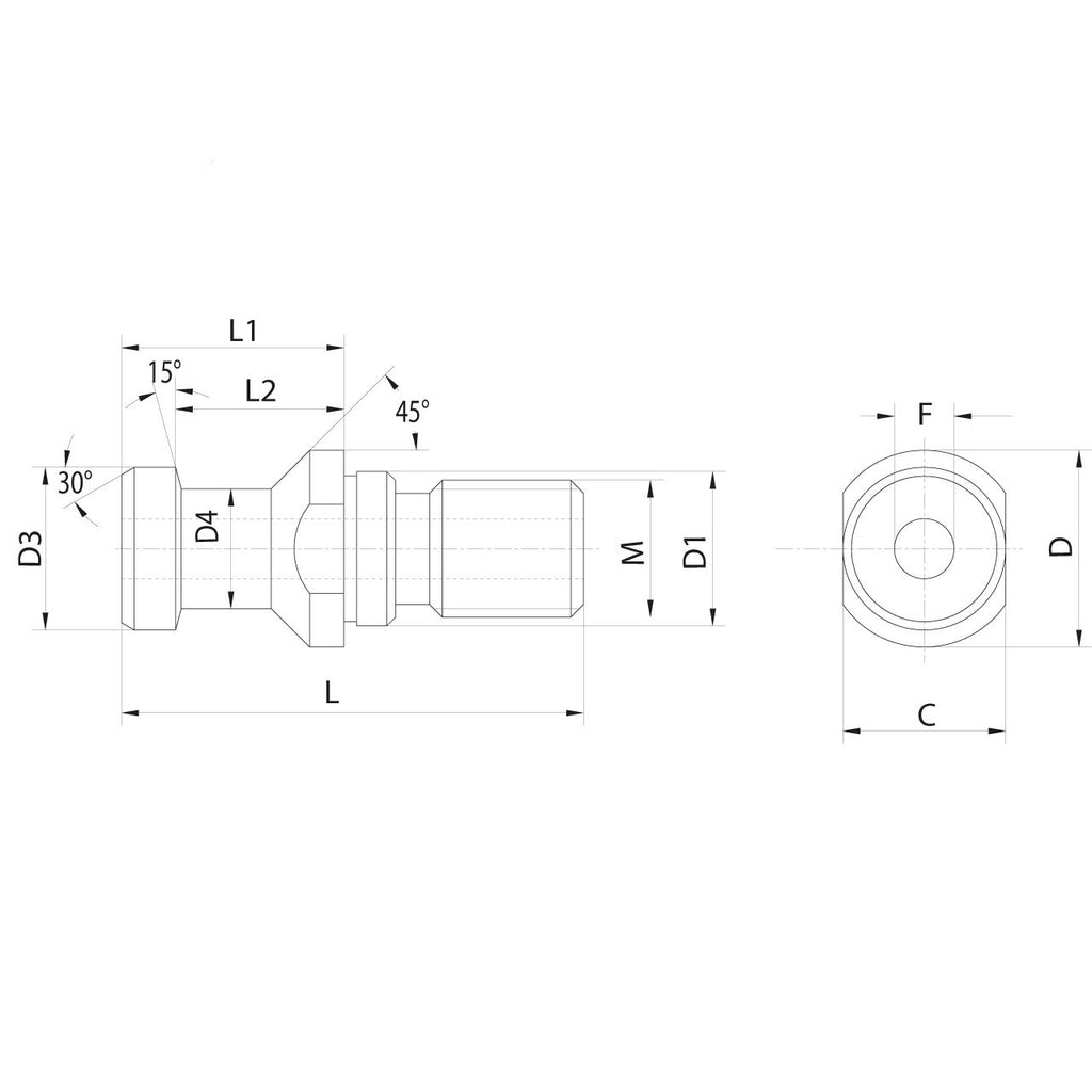 Omega Products DIN69872 Pull Stud - Hollow - Without O-Ring - Through ...