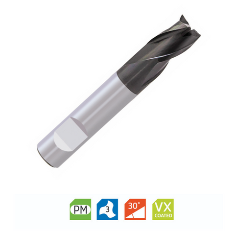 Europa Tools Powder Metal PM3 End Mill - 3 Flute Short Throwaway - 4mm ...