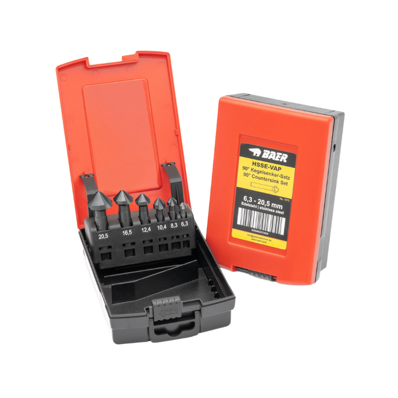 BAER Countersink 90° Set - HSS-E VAP for Stainless Steel - 6.3mm - 20 ...