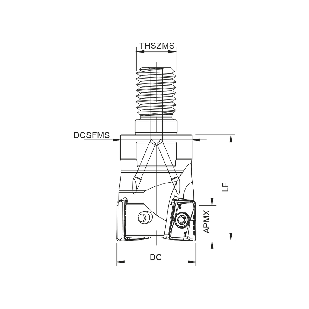 Palbit Threaded Coupling Holder - For AN1607 Inserts - 32mm Cutter Dia ...