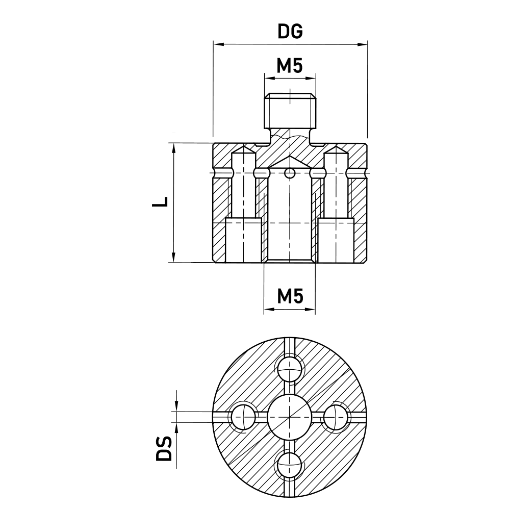 ITP Holder for non threaded styli - titanium Base Material - M5 Thread ...