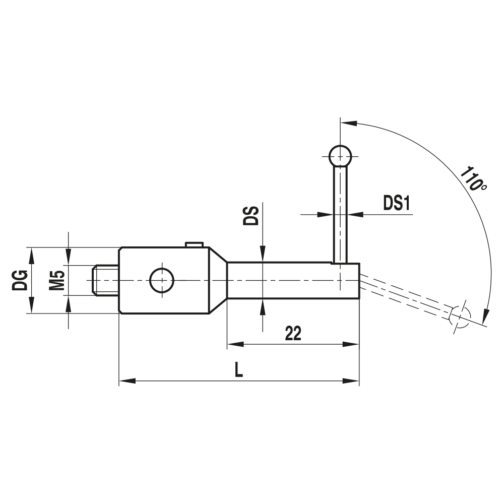 ITP Holder for non threaded styli - stainless steel Base Material - M5 ...