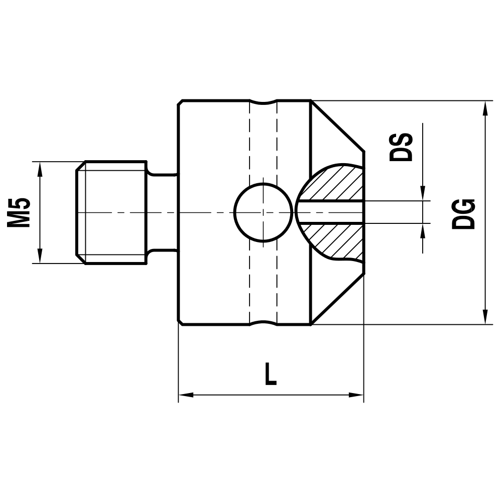 ITP Holder for non threaded styli - stainless steel Base Material - M5 ...