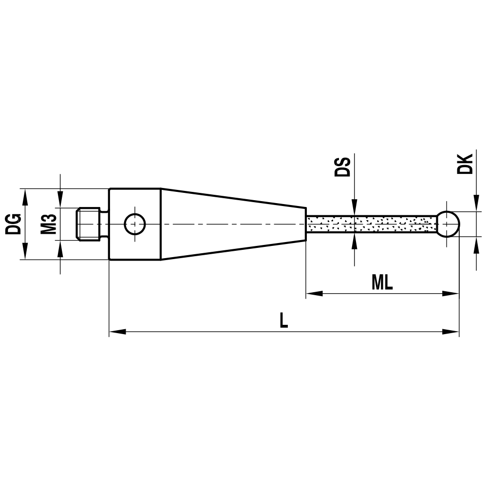 ITP Straight Styli - Type A - Silicon Nitride Ball - M3 Thread x 52.5m ...